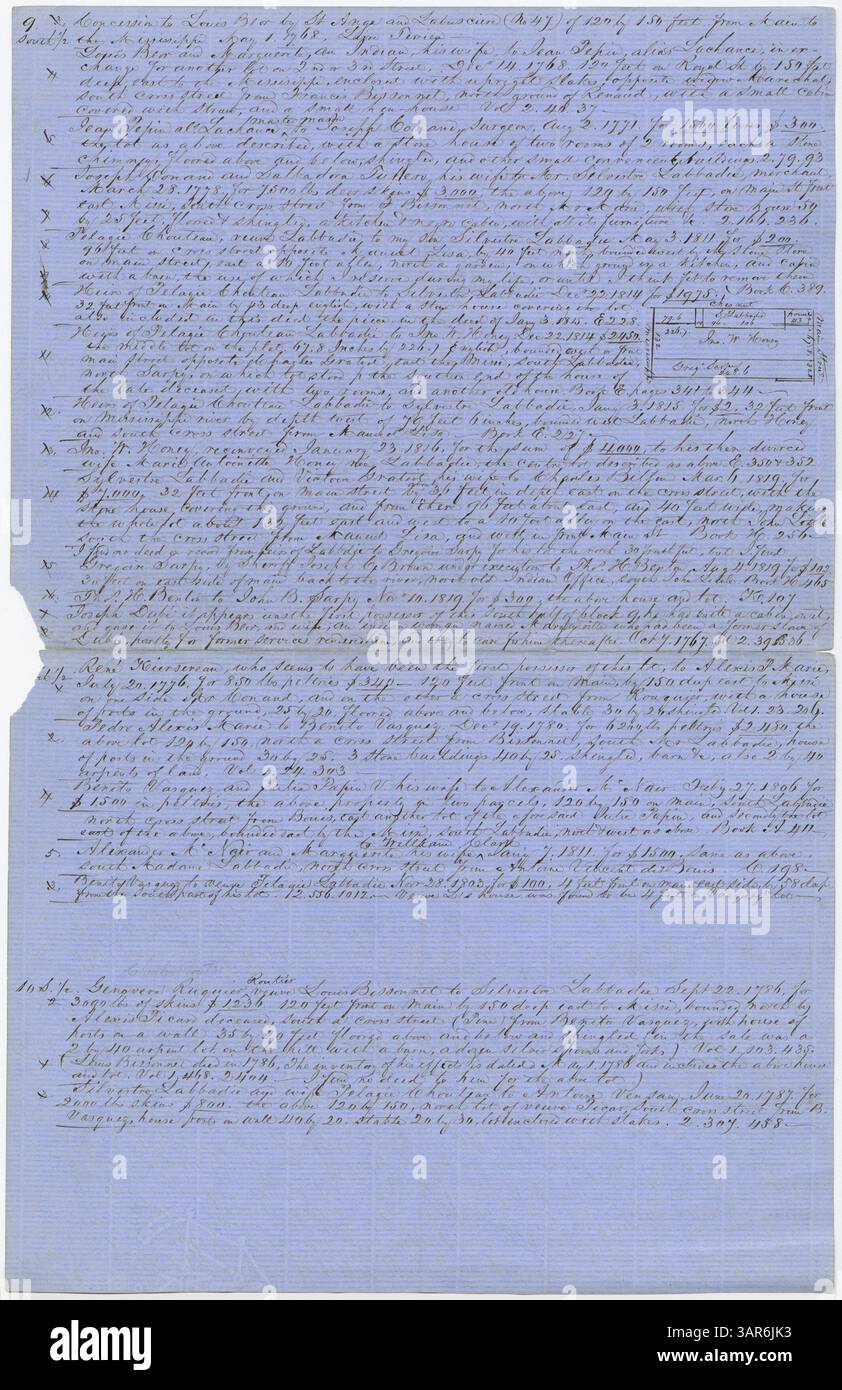 Land transaction and deed records for St. Louis blocks 1-90, compiled ...
