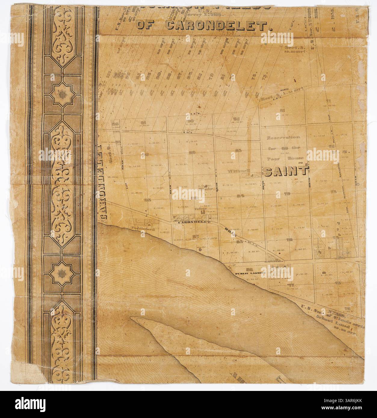 Detailed map of St. Louis and its surrounding areas, showing landmarks ...