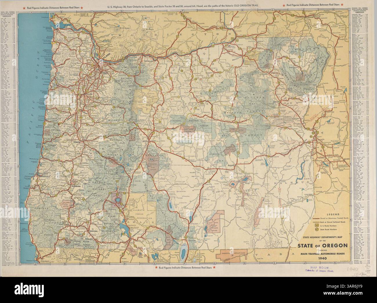 This State Highway Department map of Oregon highlights the main ...