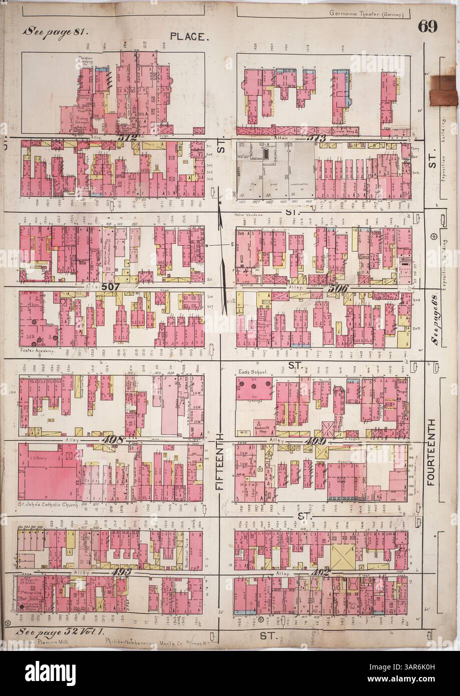 A page from the 1892 fire insurance maps by A. Whipple & Co., showing ...