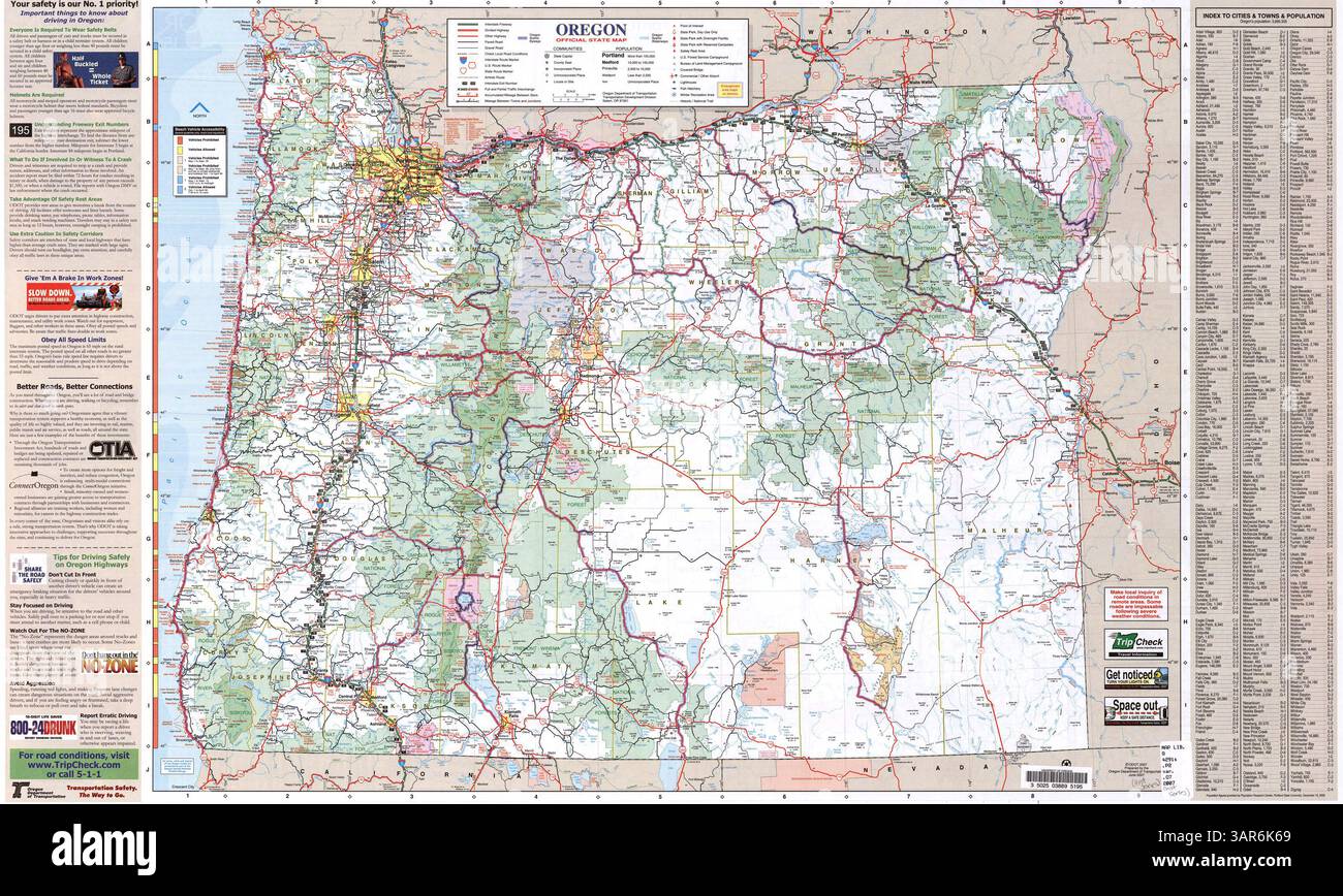 This official state map of Oregon for 2007-2009 shows relief through ...
