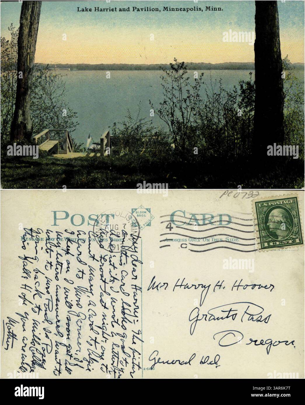 A 1913 postcard showing Lake Harriet and its pavilion in Minneapolis ...