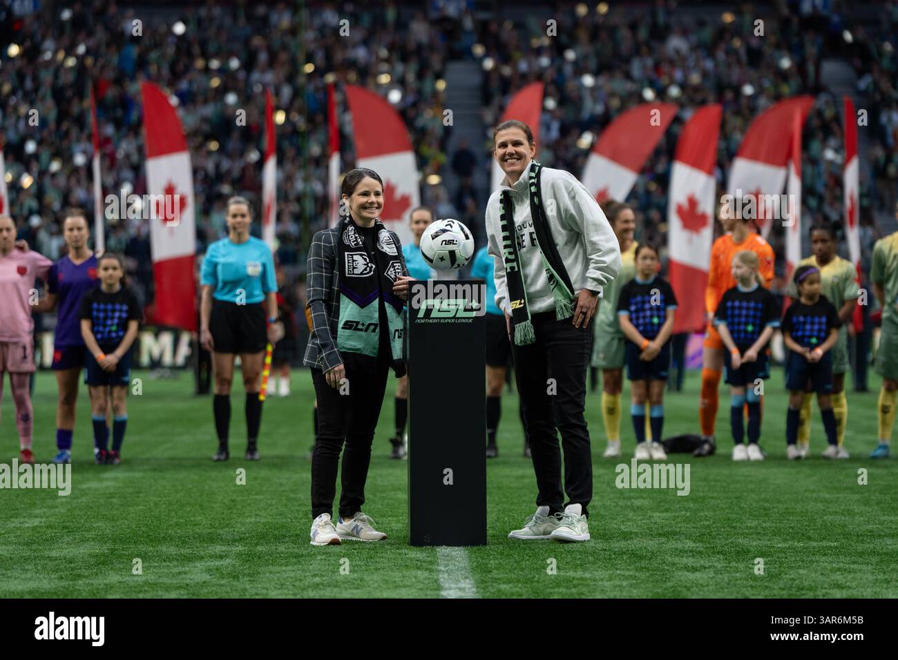 Diana Matheson, Northern Super League Founder, left, and Christine ...