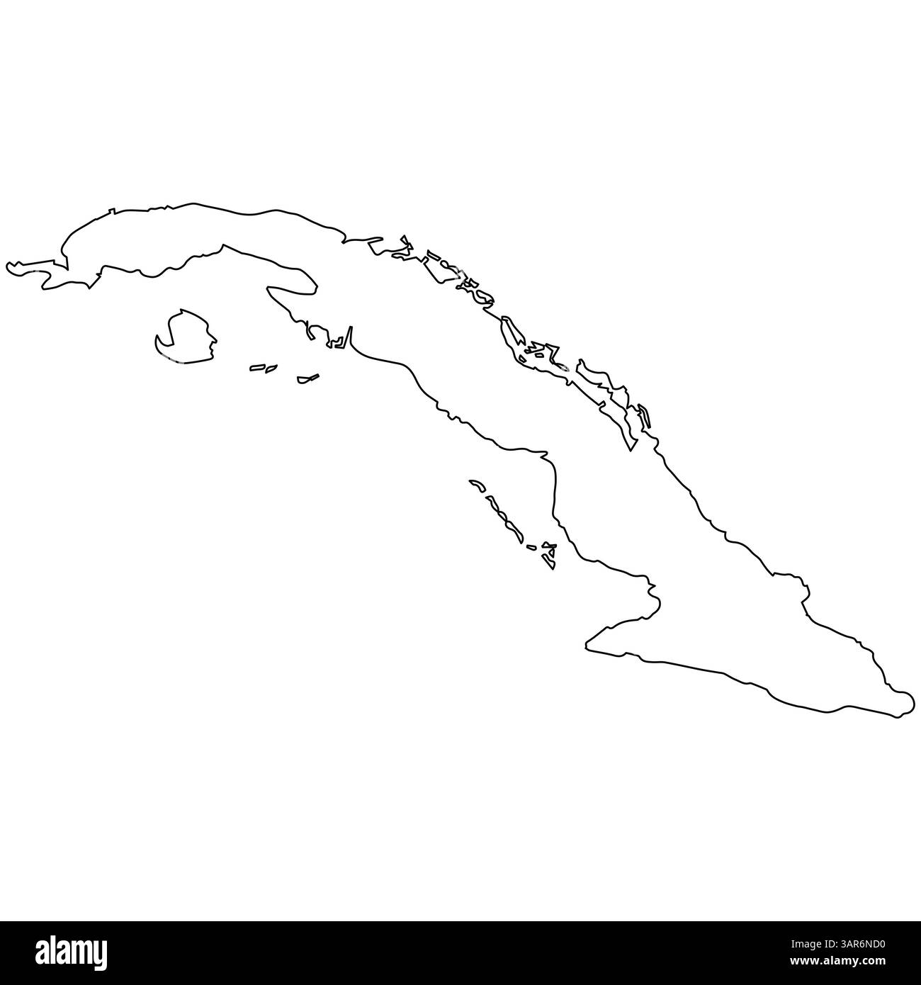 Cuba outline map Caribbean island nation silhouette Stock Vector Image ...