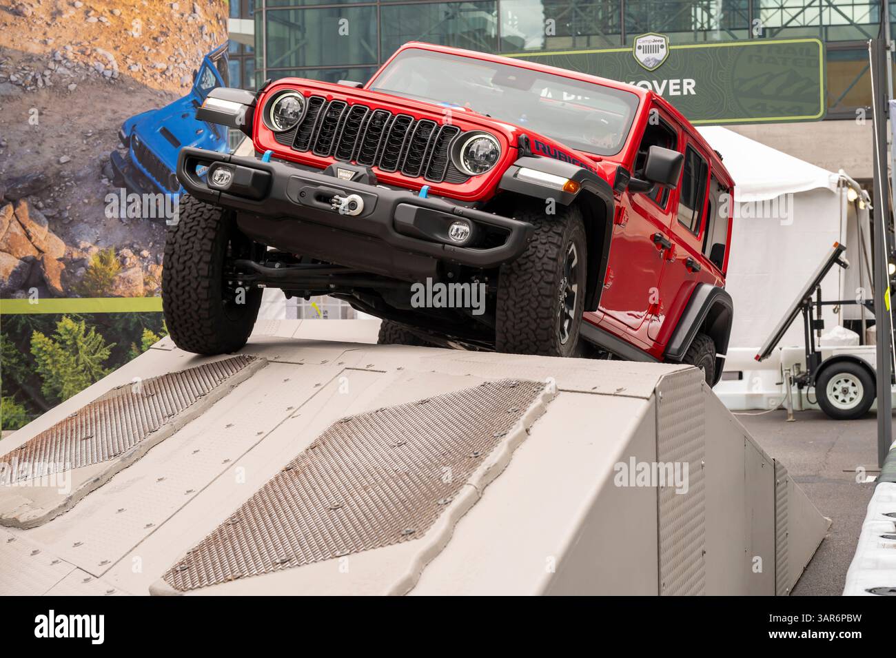 NEW YORK, NEW YORK - APRIL 16: People ride different Jeep models at the ...