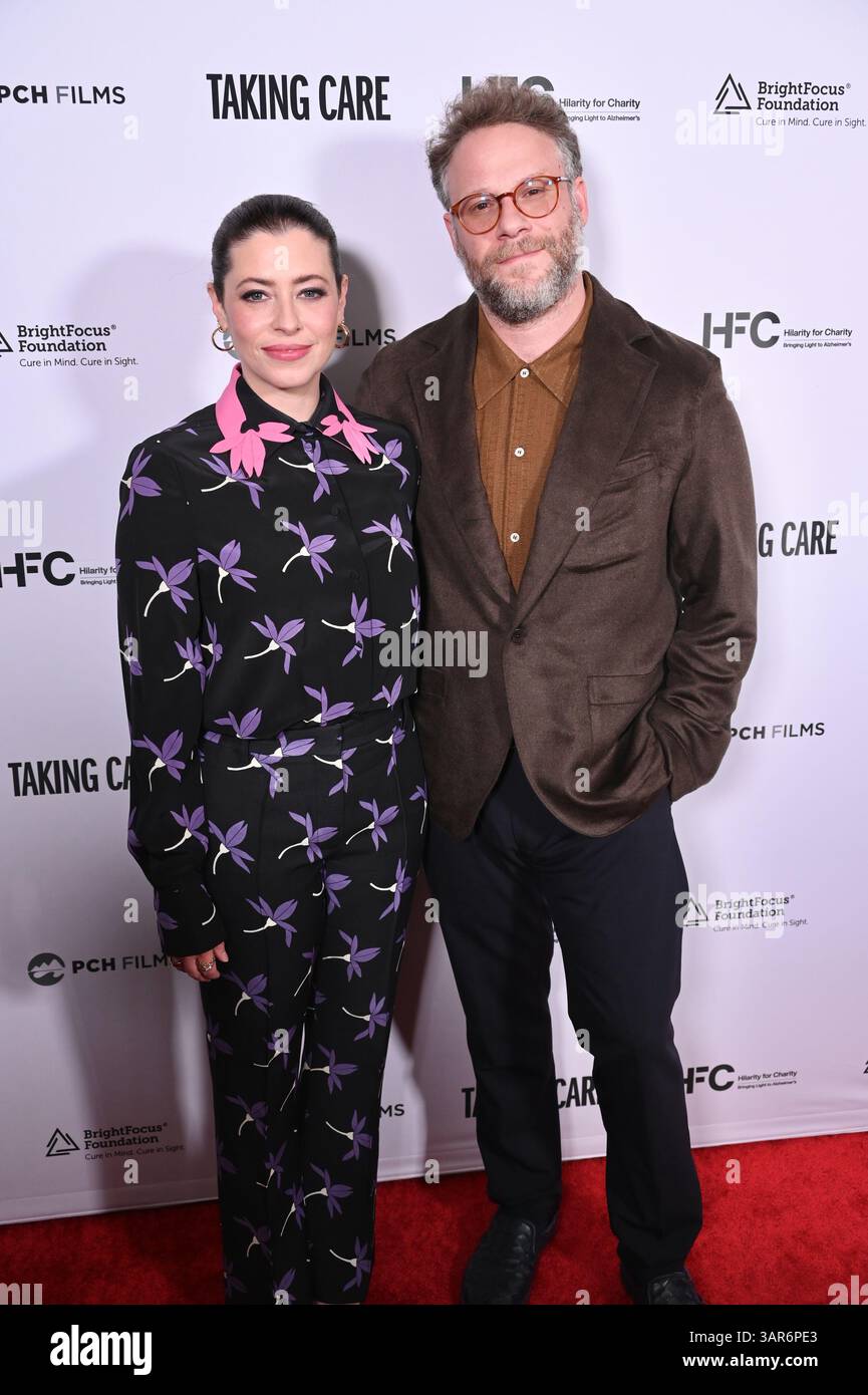 Los Angeles, CA USA - April 16, 2025: Lauren Miller, Seth Rogen attends ...