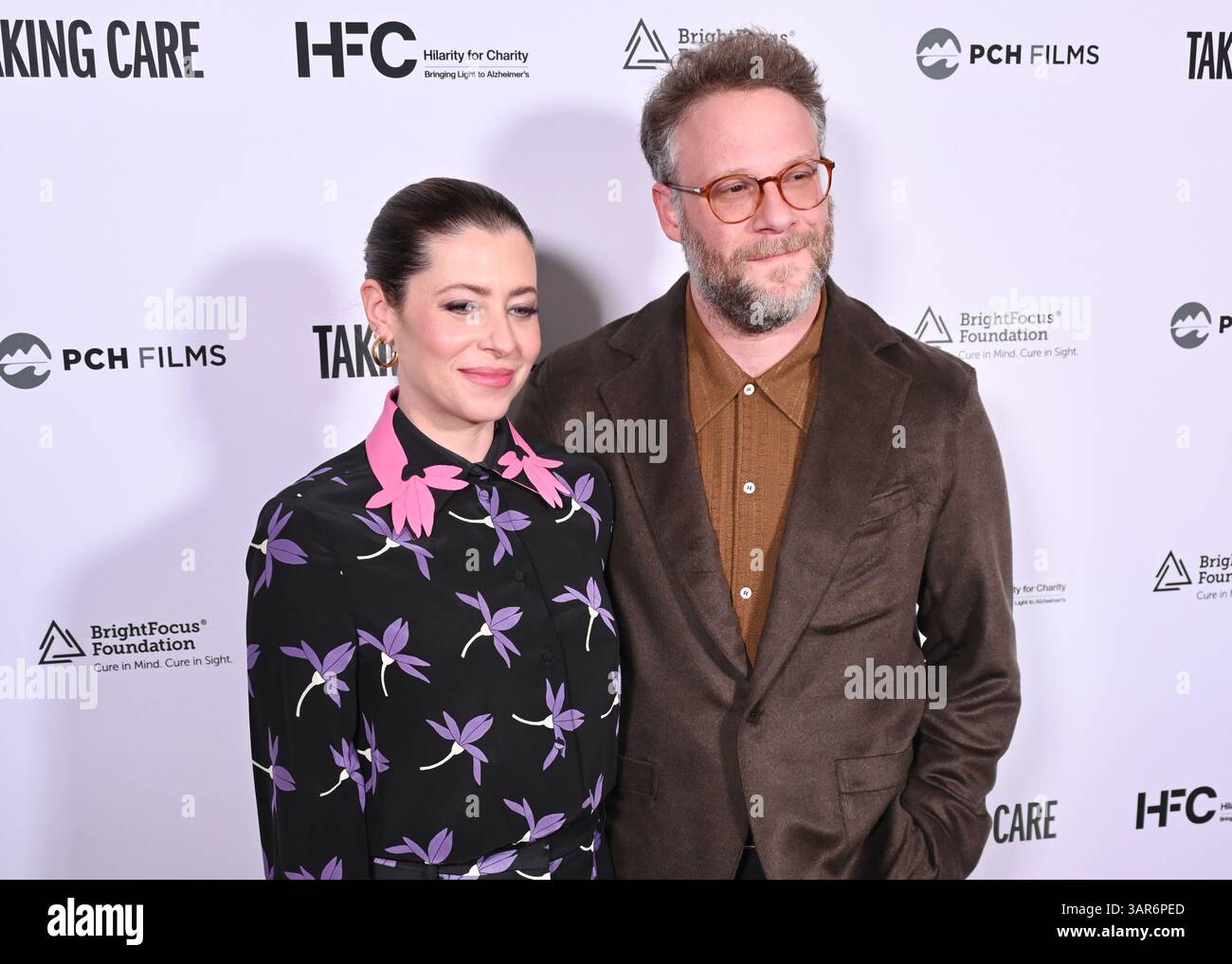 Los Angeles, CA USA - April 16, 2025: Lauren Miller, Seth Rogen attends ...