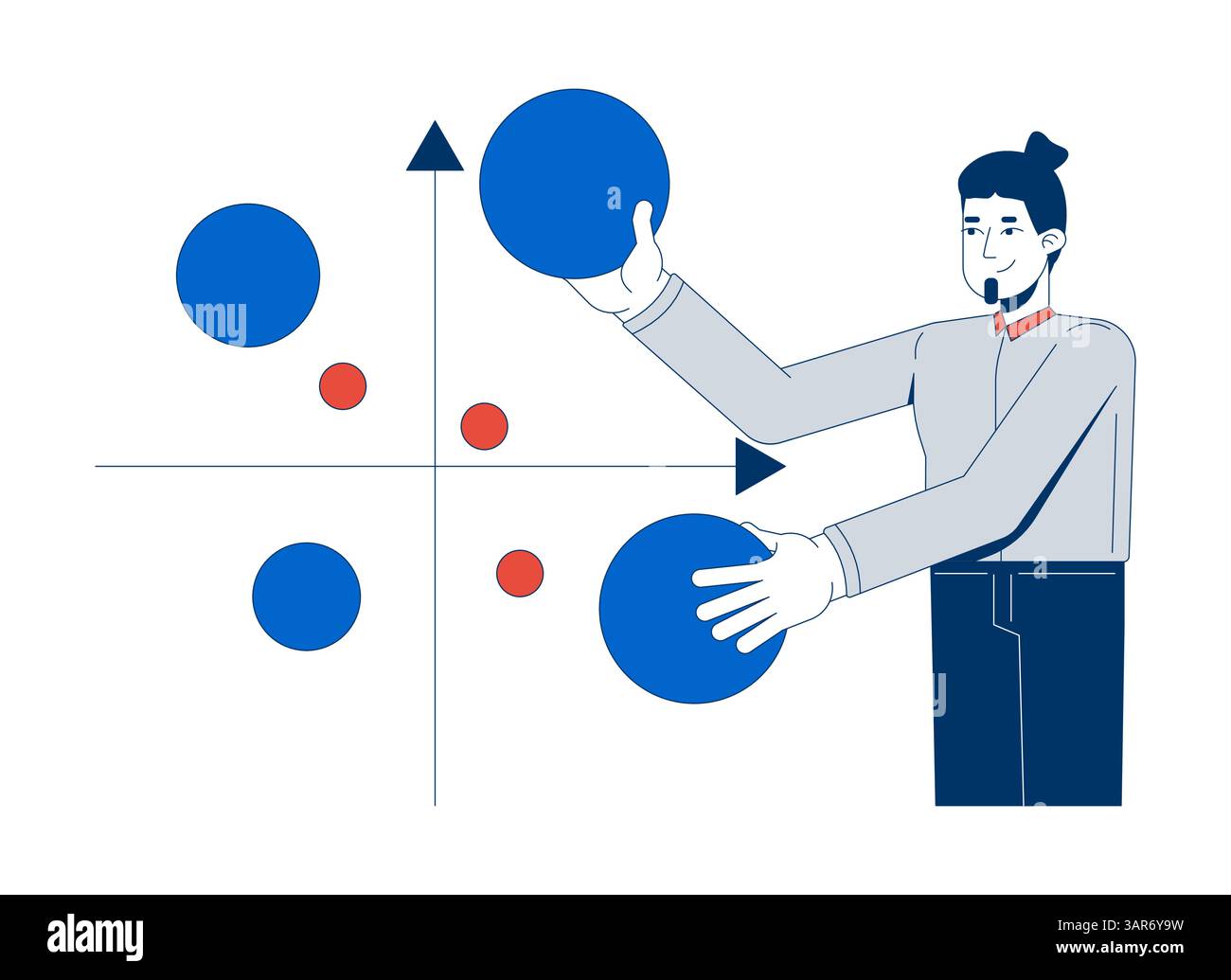 Businessman analyzing bubble chart 2D illustration concept Stock Vector ...