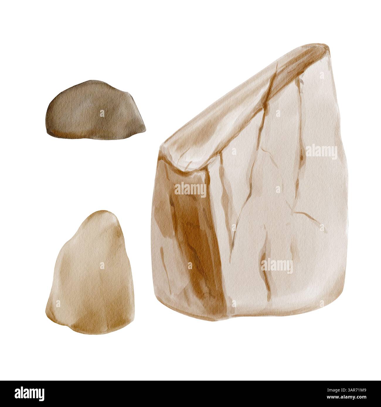 Set of stones. Beige and brown stones of different sizes. Texture of ...