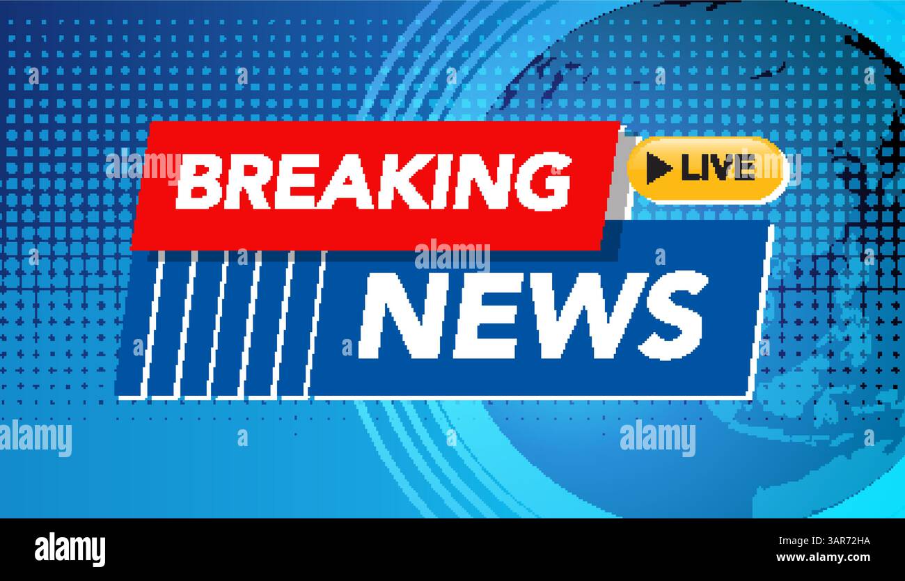 Dynamic vector illustration featuring a breaking news banner with bold ...