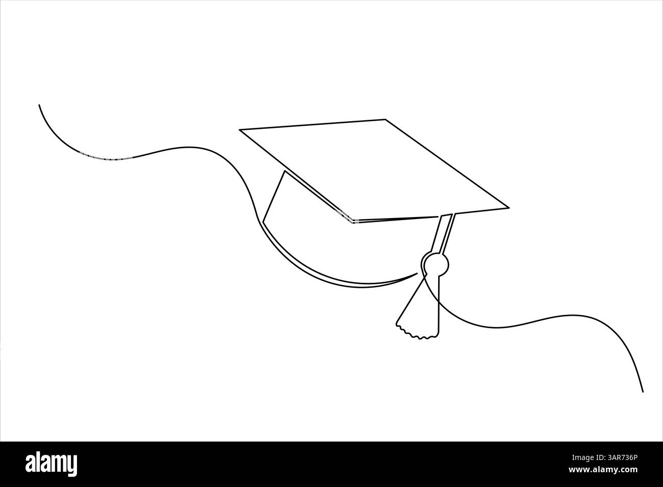 Graduation cap icon one line drawing minimalist simple vector ...
