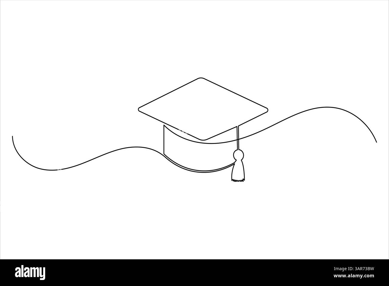 Graduation cap icon one line drawing minimalist simple vector ...