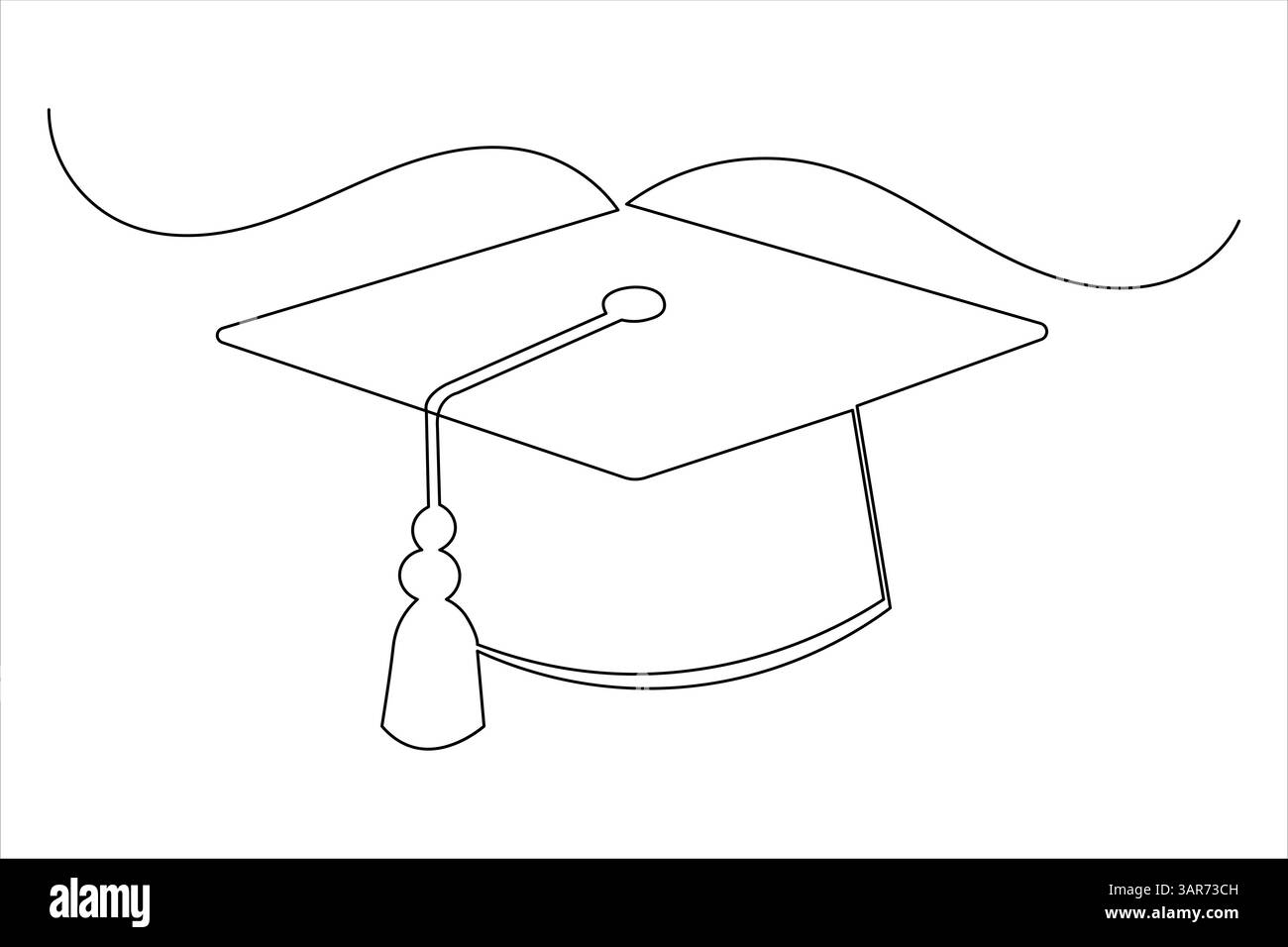 Graduation cap icon one line drawing minimalist simple vector ...