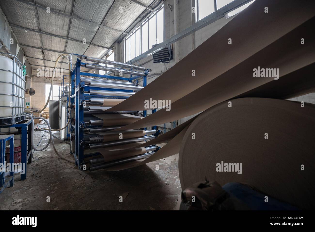 A production line at a solid cardboard or Binding cardboard ...