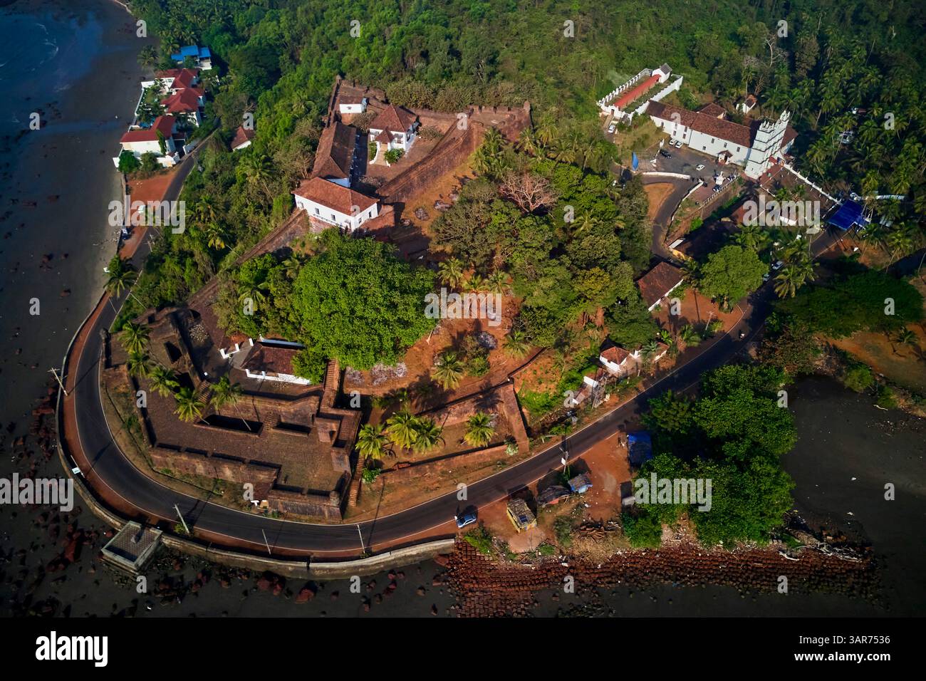 India, state of Goa, Nerul, aerial view of the fort and the Reis Magos ...