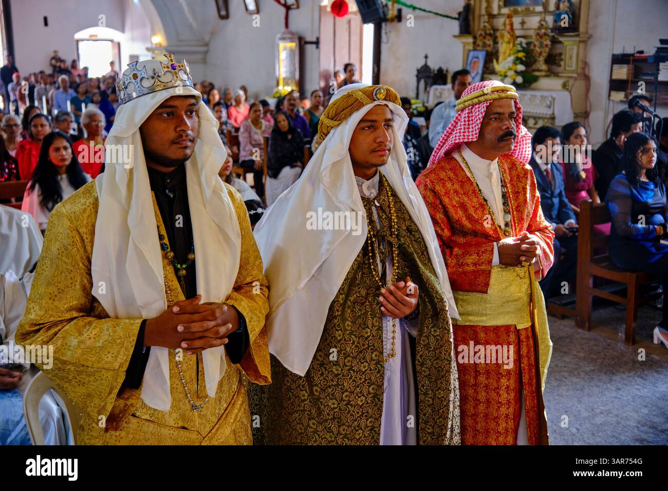 India, Goa state, Nerul, Reis Magos church, Epiphany celebration, the three wise men Stock Photo ...
