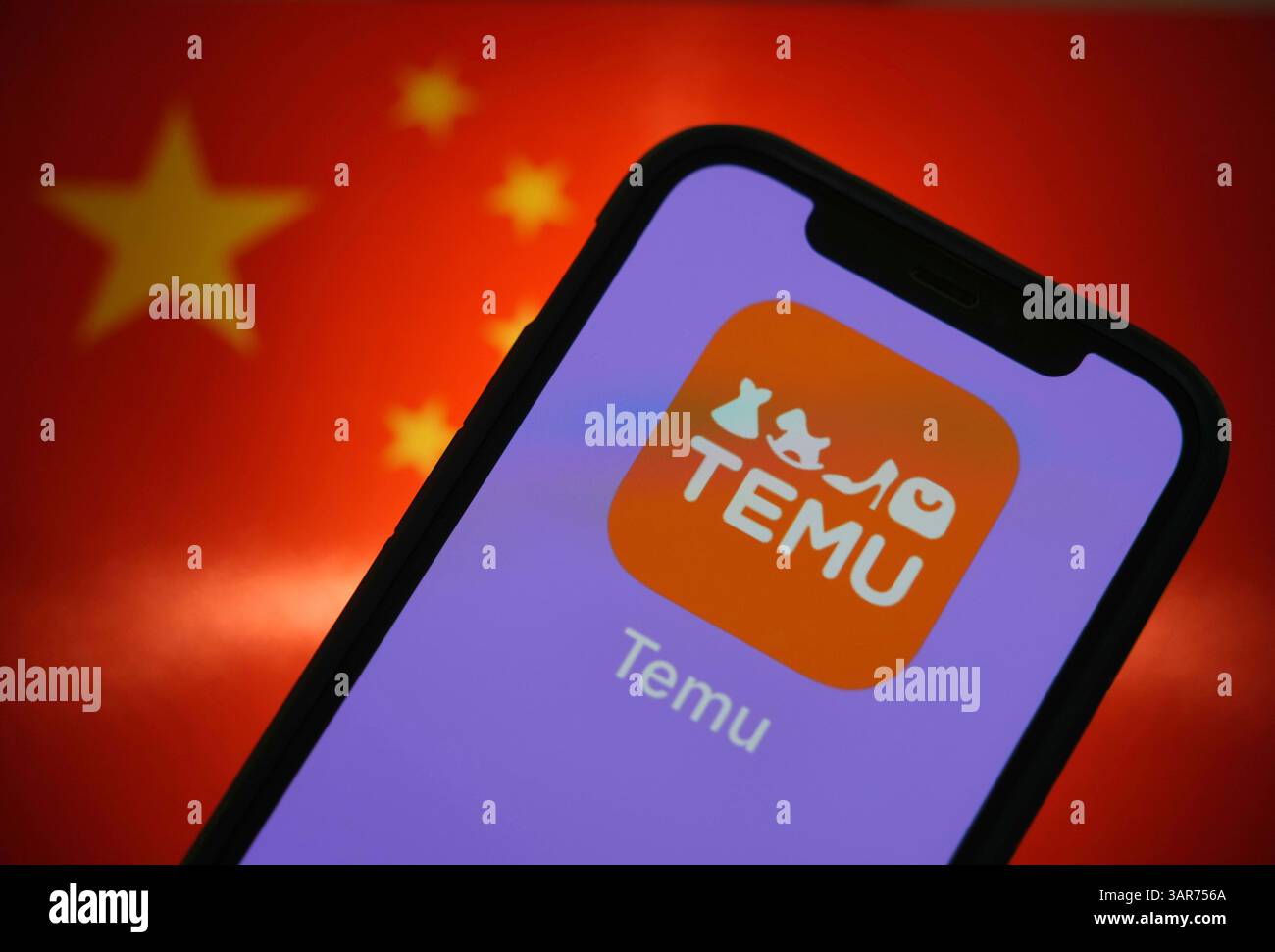 The Temu logo is displayed on a smartphone in Beijing, China on April ...