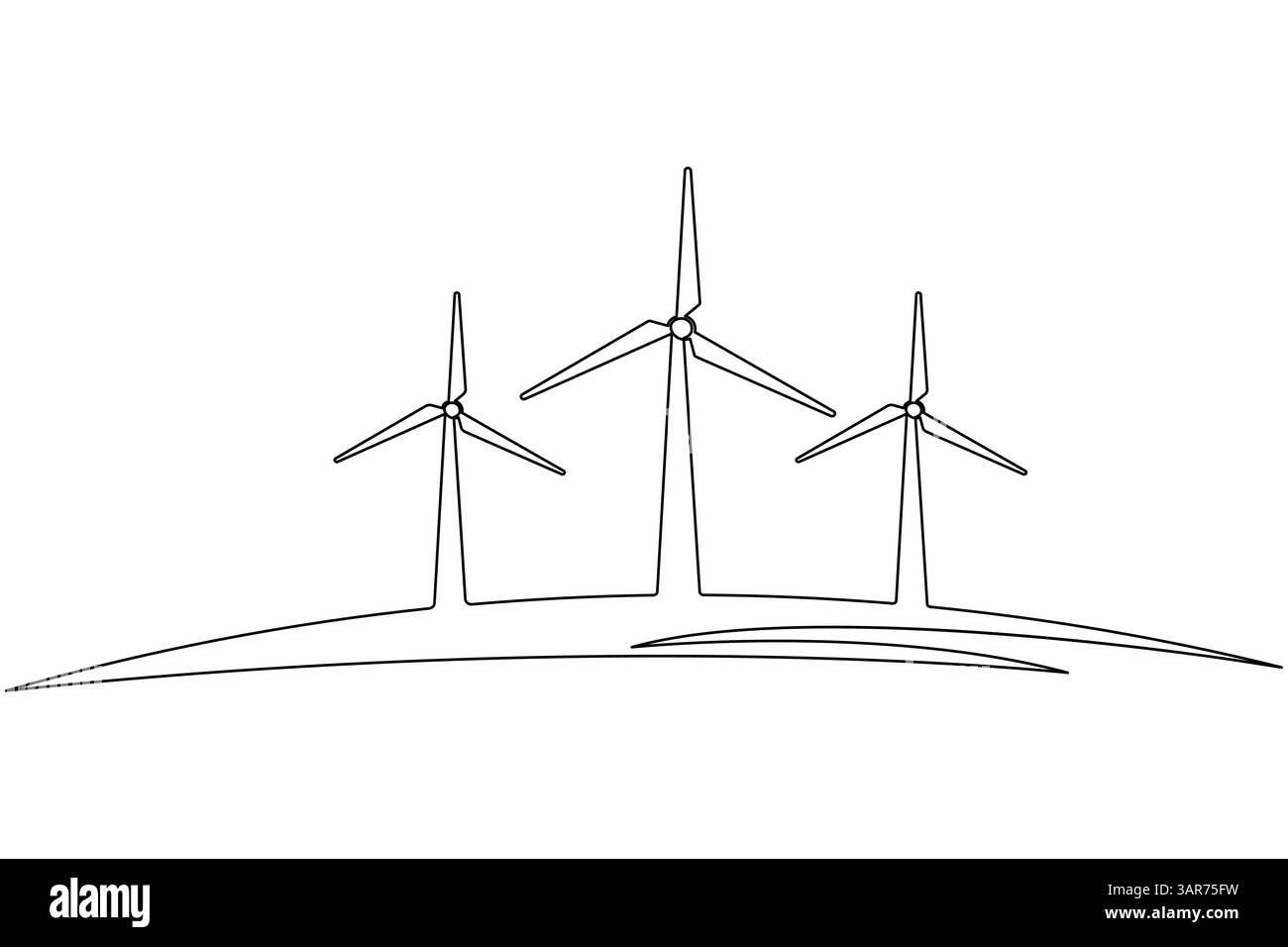 Wind turbine continuous one line drawing and minimalist style isolate ...