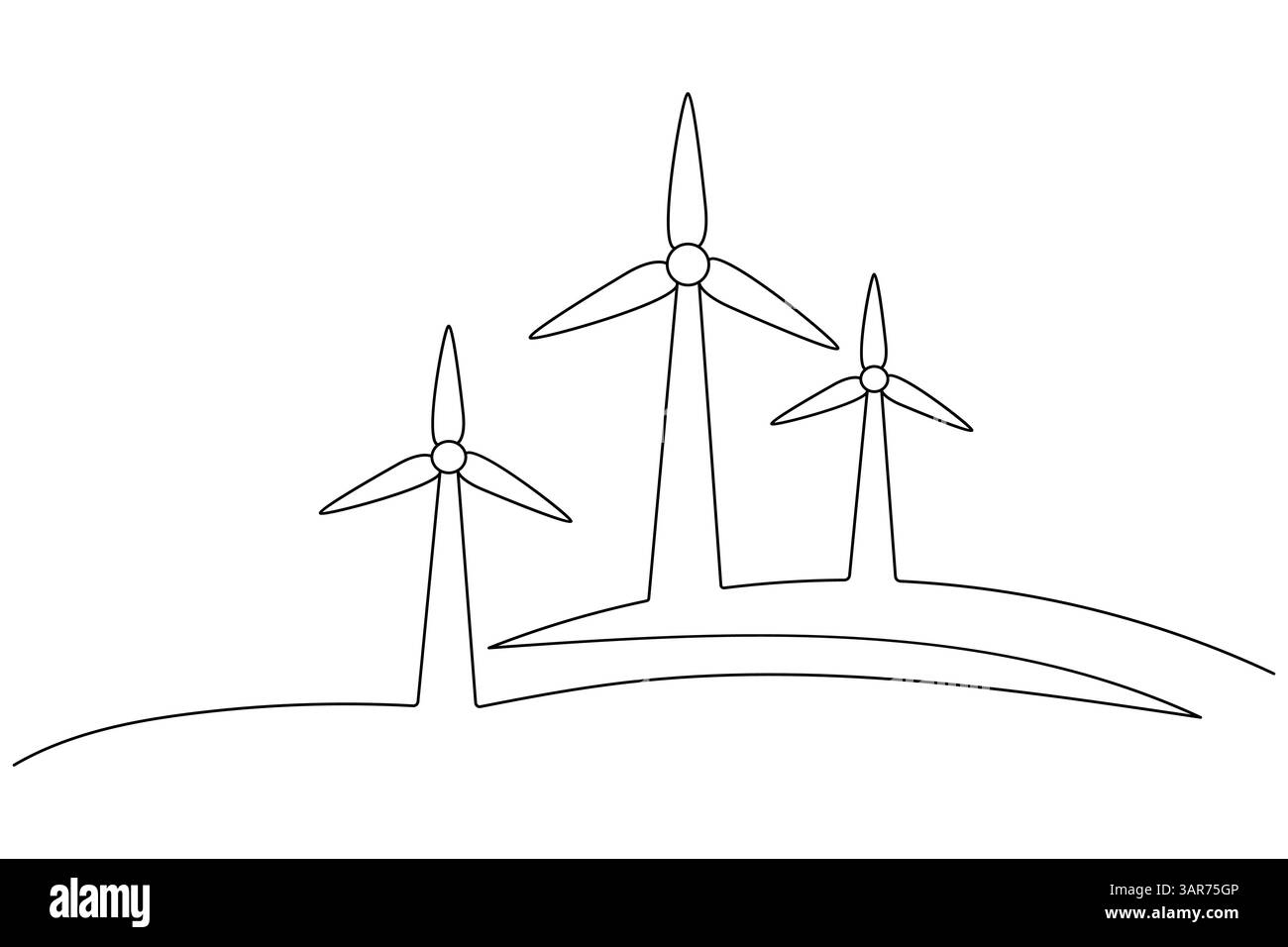 Wind turbine continuous one line drawing and minimalist style isolate ...