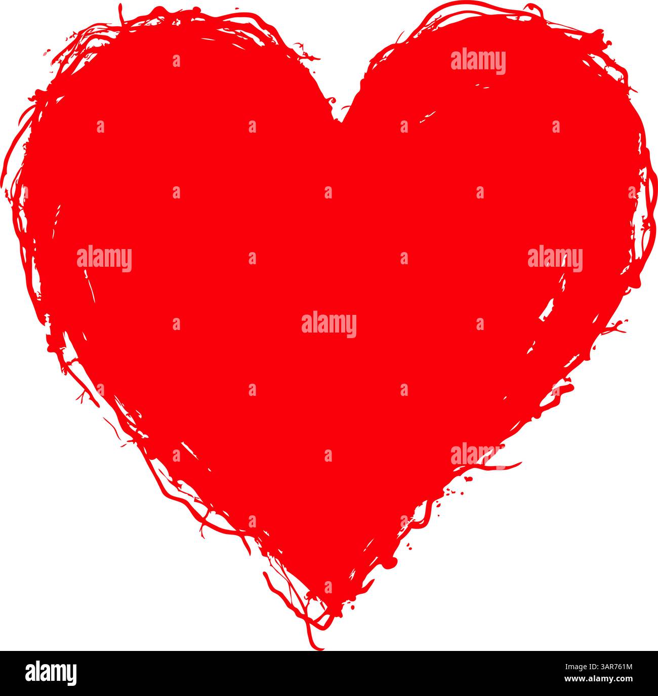 Hand-drawn red heart with rough strokes, isolated on a clean white ...
