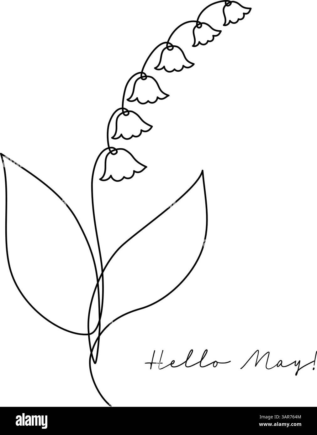 Hello May. Lily of the Valley. One Continuous Line Drawing. Minimalist ...