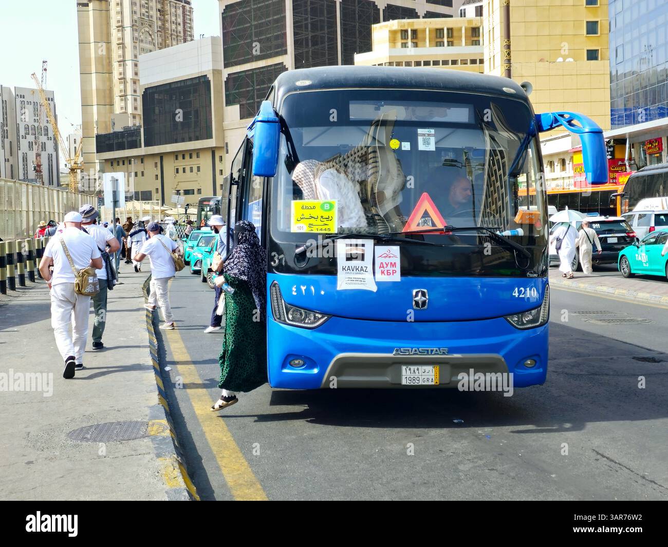 Mecca, Saudi Arabia, June 11 2024: Hajj service bus, providing ...