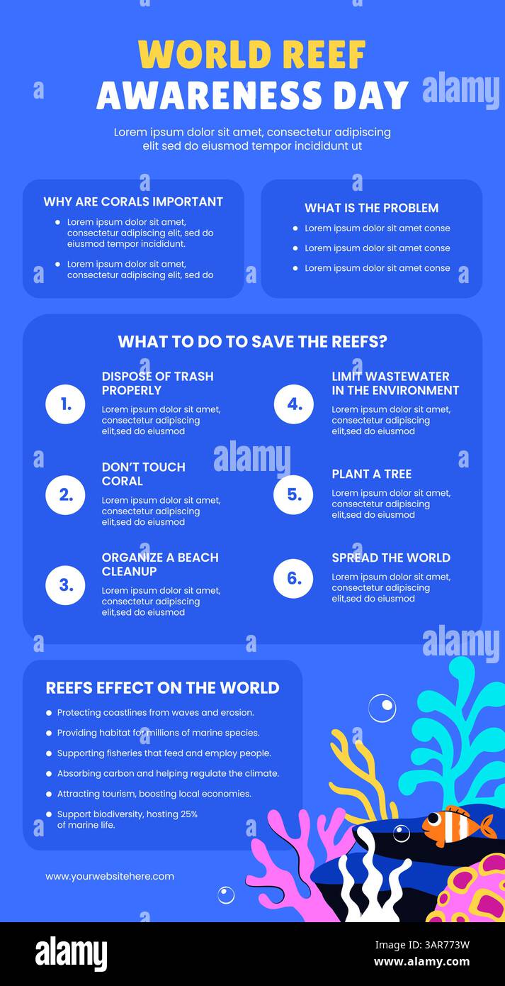 Sea Conservation Awareness Template for World Reef Day in Flat Style ...