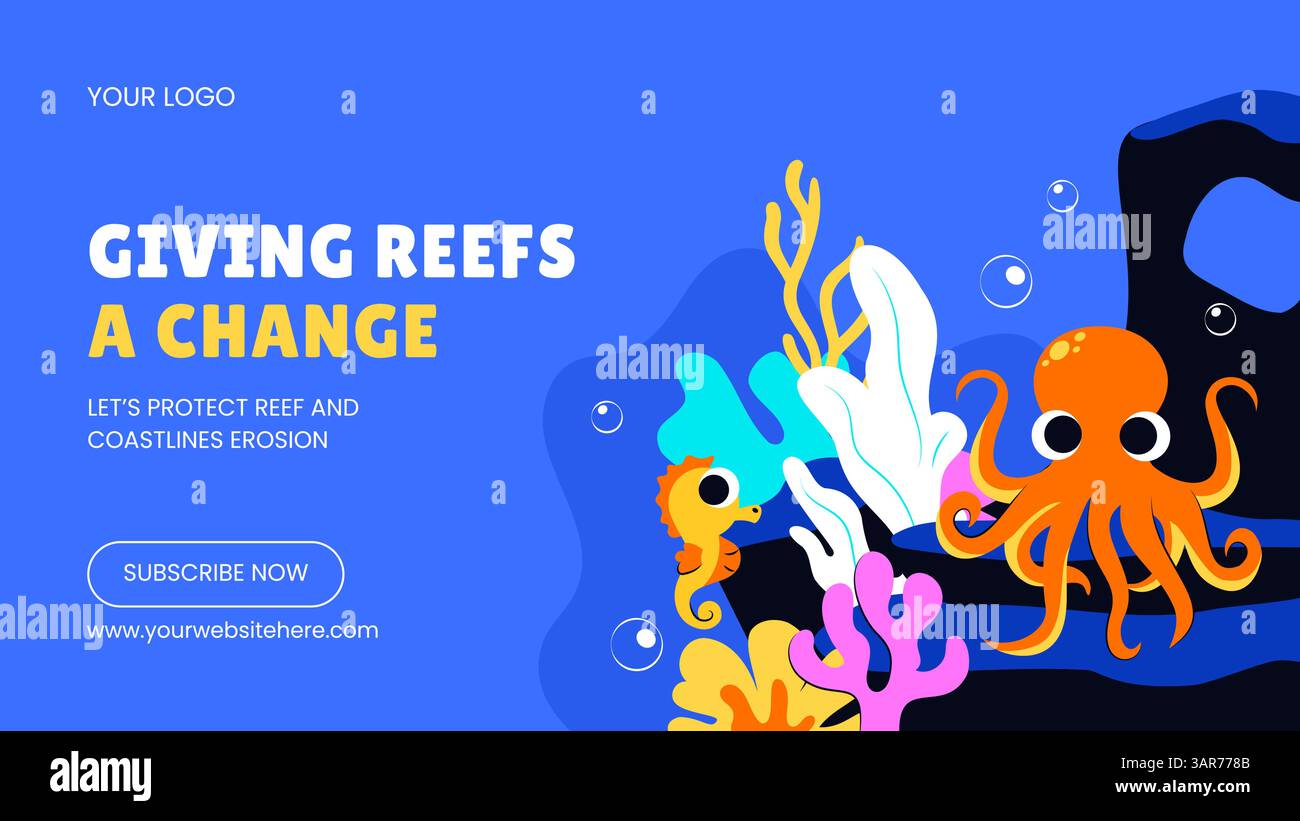 Flat Style Hand-Drawn Coral Reef Ecosystem Awareness Video Thumbnail ...