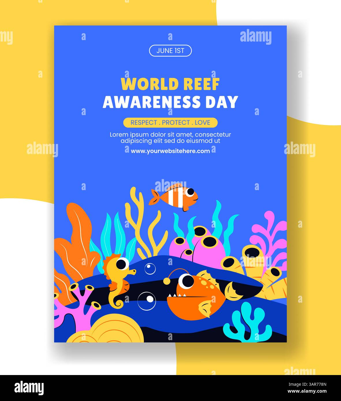 Social Media Vertical Poster Awareness Template for Coral Reef ...