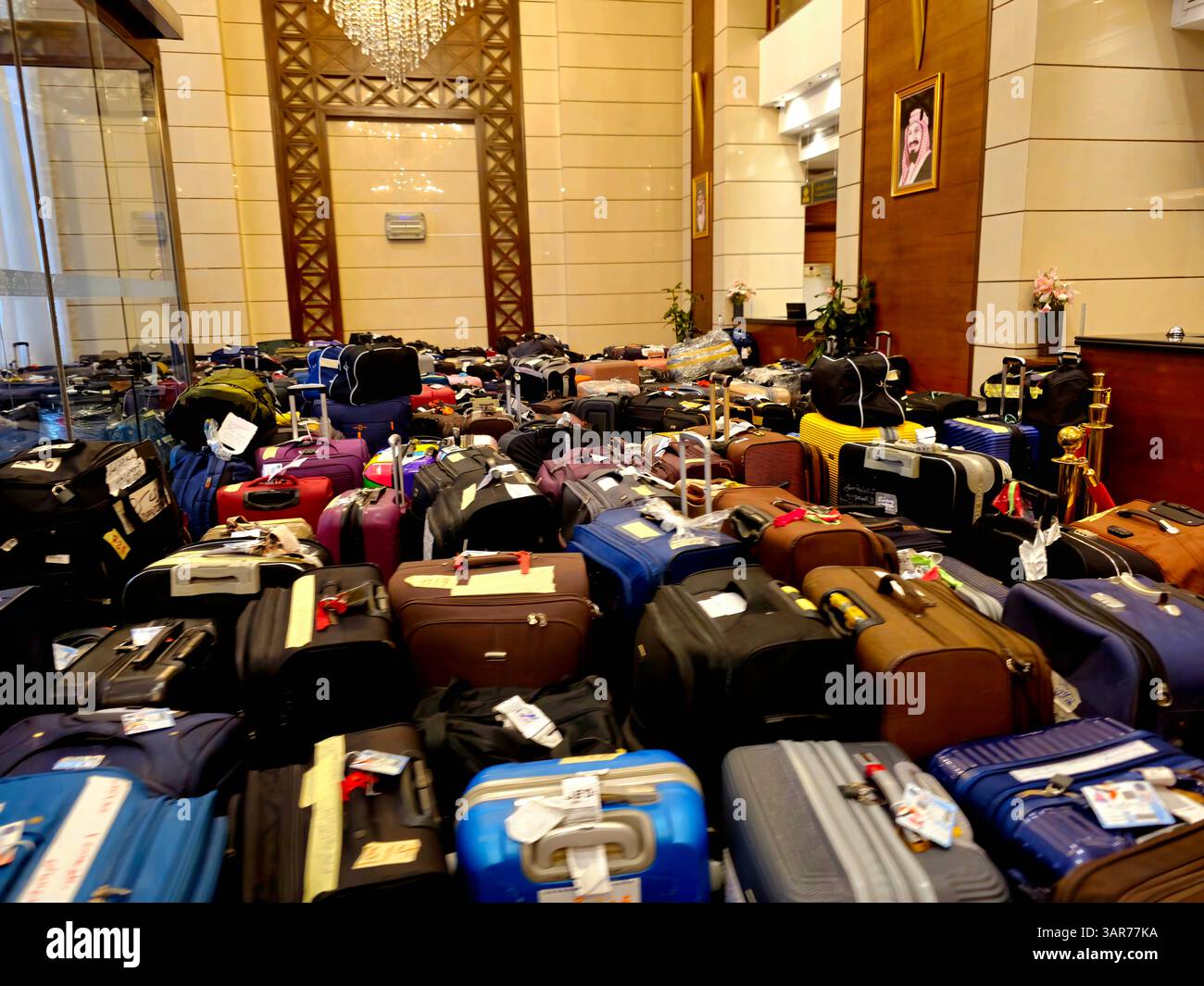 Mecca, Saudi Arabia, June 21 2024: collecting the luggage of pilgrims ...