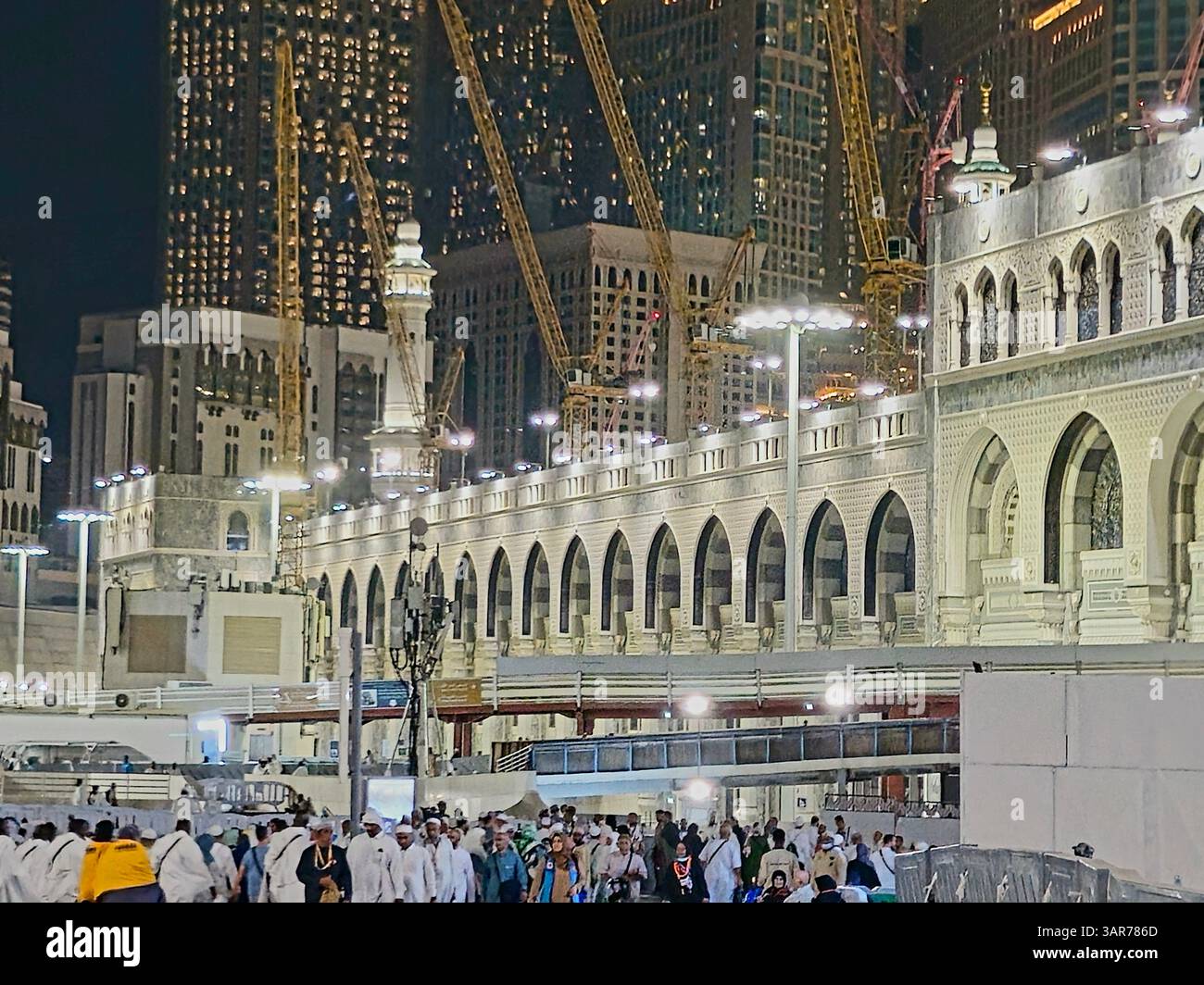 Mecca, Saudi Arabia, June 7 2024: The outer courtyard of the sacred grand mosque of Makkah ...