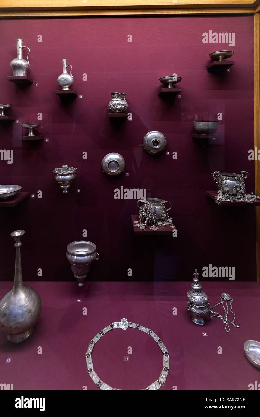 Exhibition of old artifacts, weapons and jewelry in Georgian National ...