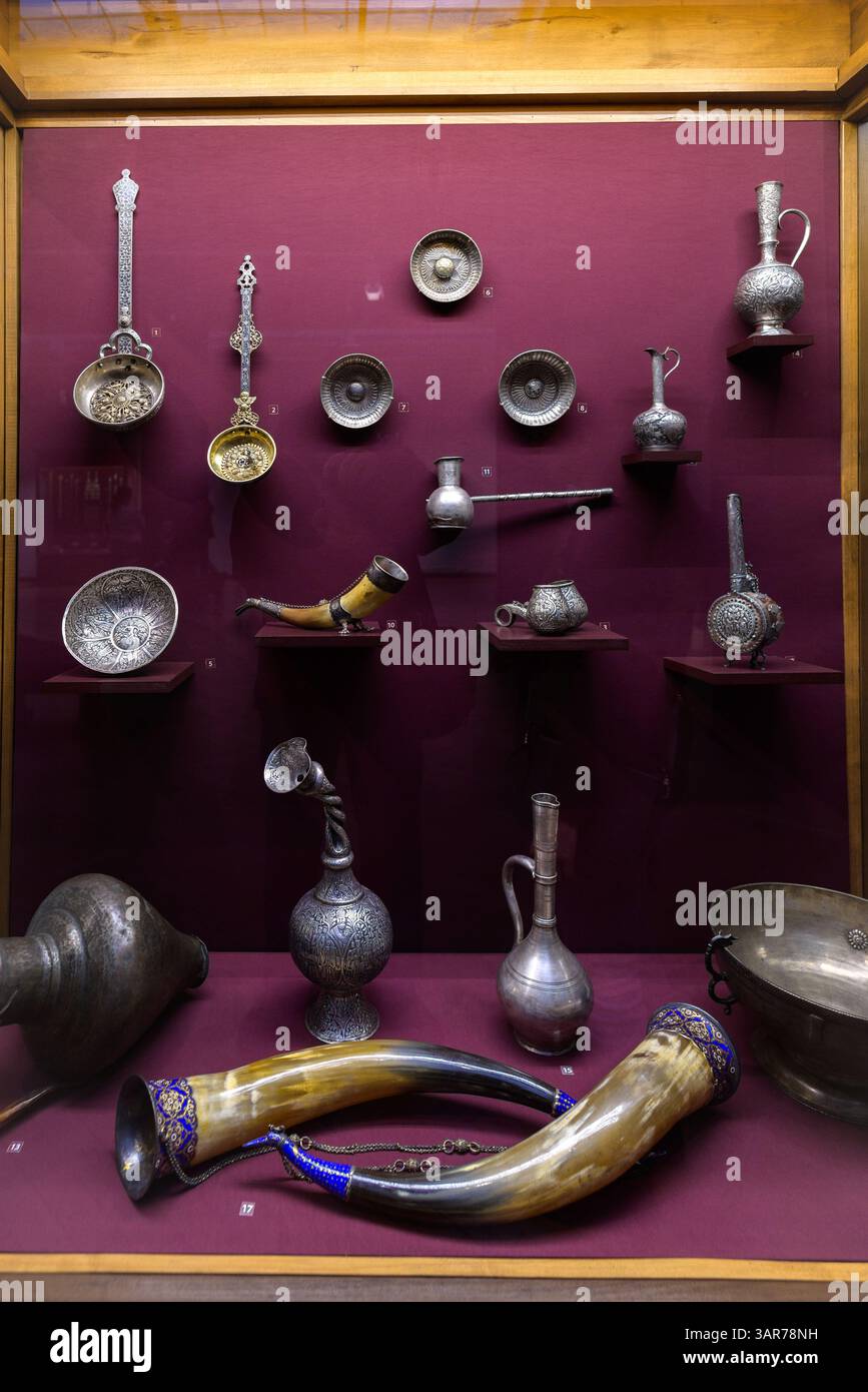Exhibition of old artifacts, weapons and jewelry in Georgian National ...