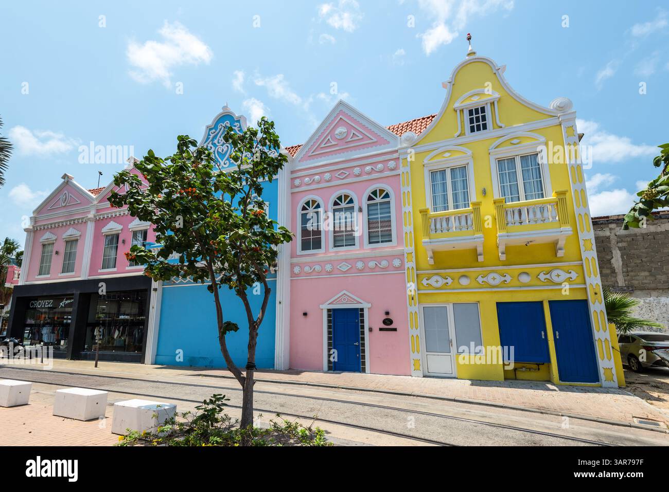 Oranjestad, Aruba - April 11, 2024: Daytime street view of Oranjestad ...