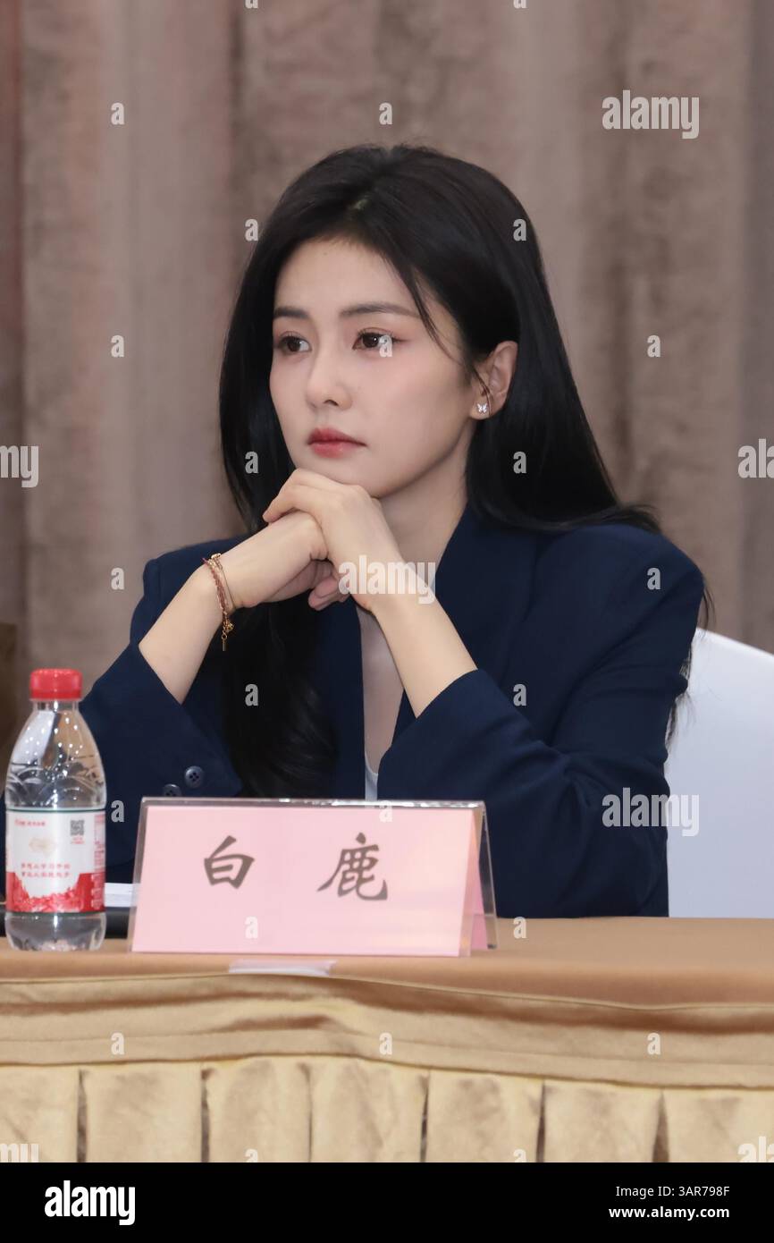 Chinese actress, model and singer Bai Lu attends an activity in Beijing ...