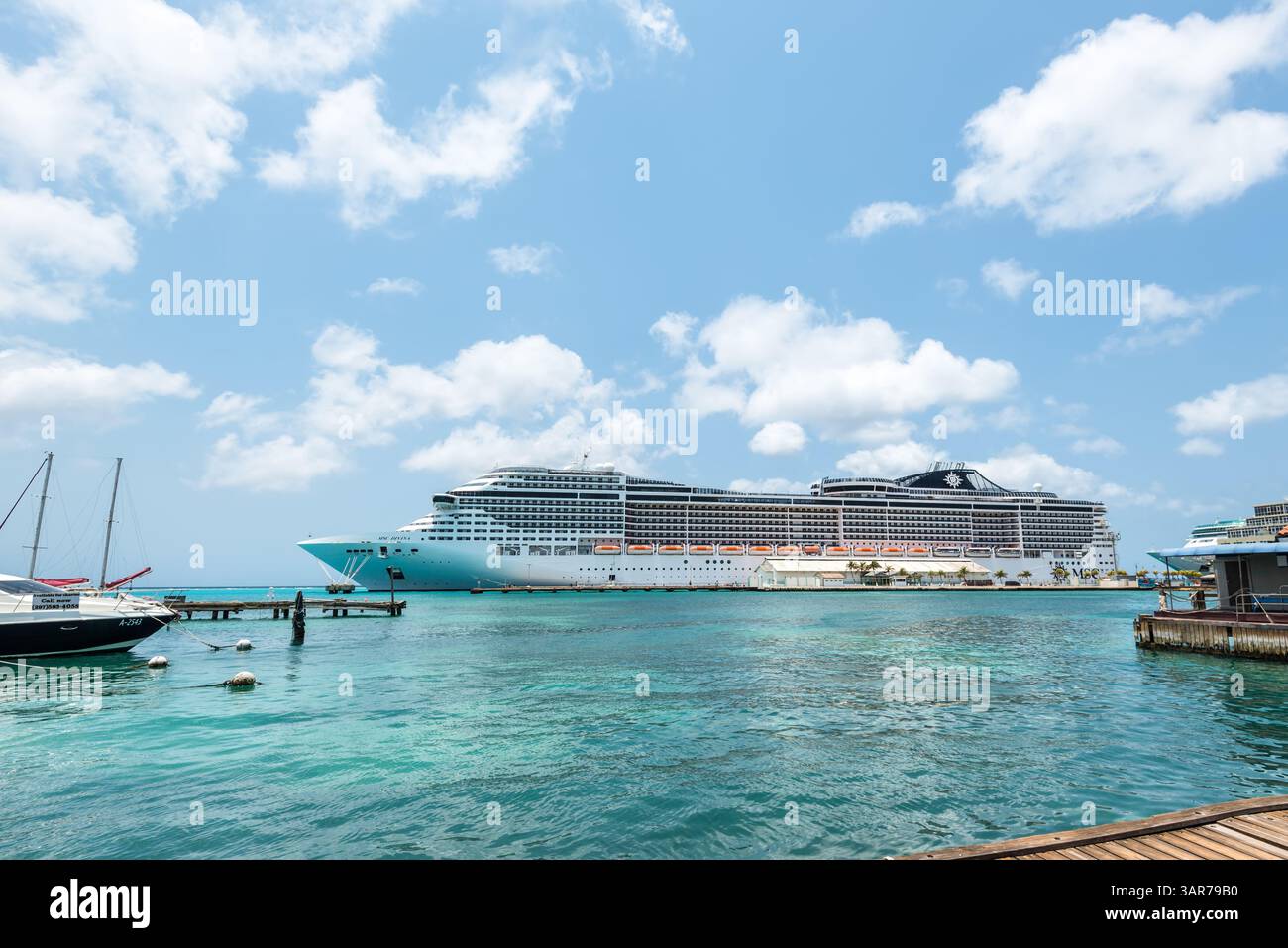 Oranjestad, Aruba - April 11, 2024: MSC Divina cruise ship docked at a ...