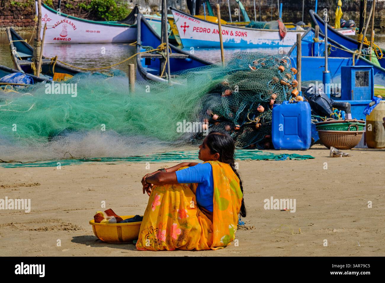 India, Goa, Calangute, Baga beach, the fishing port Stock Photo - Alamy