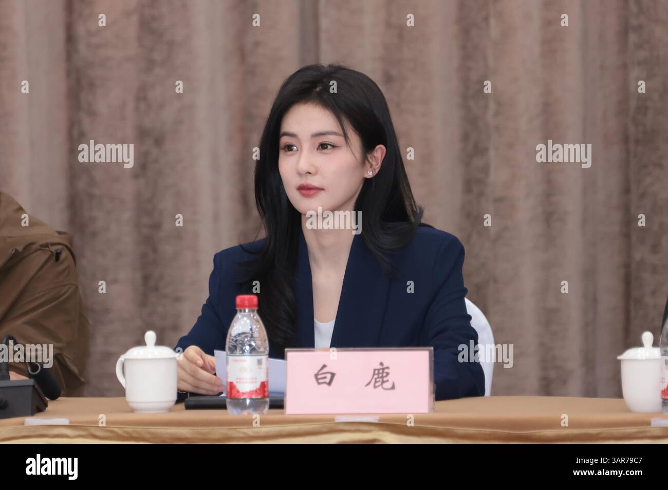 Chinese actress, model and singer Bai Lu attends an activity in Beijing ...