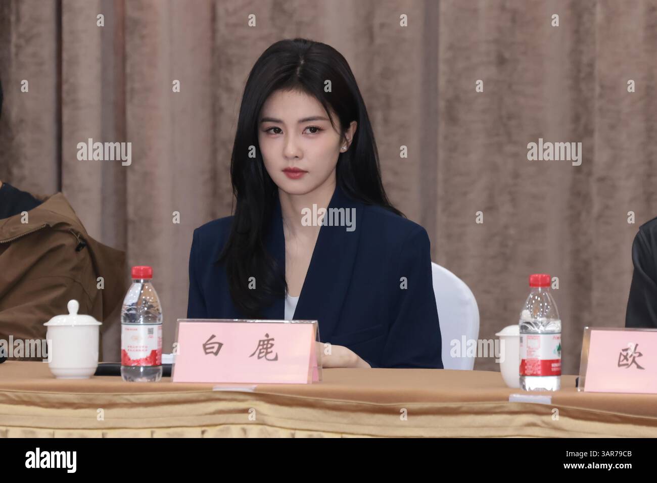 Chinese actress, model and singer Bai Lu attends an activity in Beijing ...