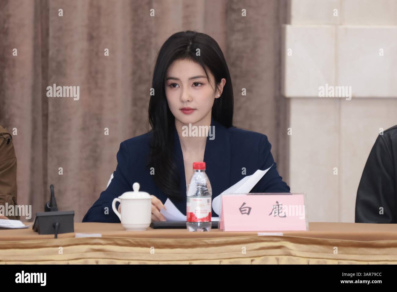 Chinese actress, model and singer Bai Lu attends an activity in Beijing ...
