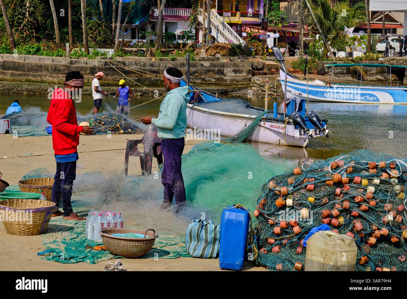 India, Goa, Calangute, Baga beach, the fishing port Stock Photo - Alamy