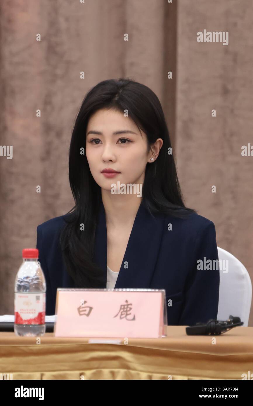 Chinese actress, model and singer Bai Lu attends an activity in Beijing ...