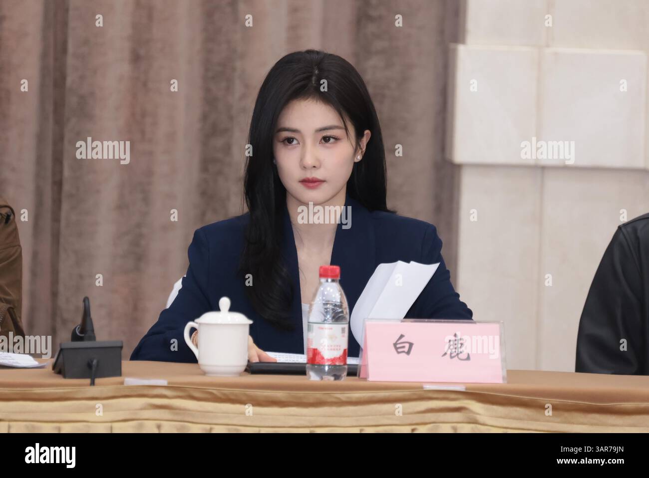Chinese actress, model and singer Bai Lu attends an activity in Beijing ...