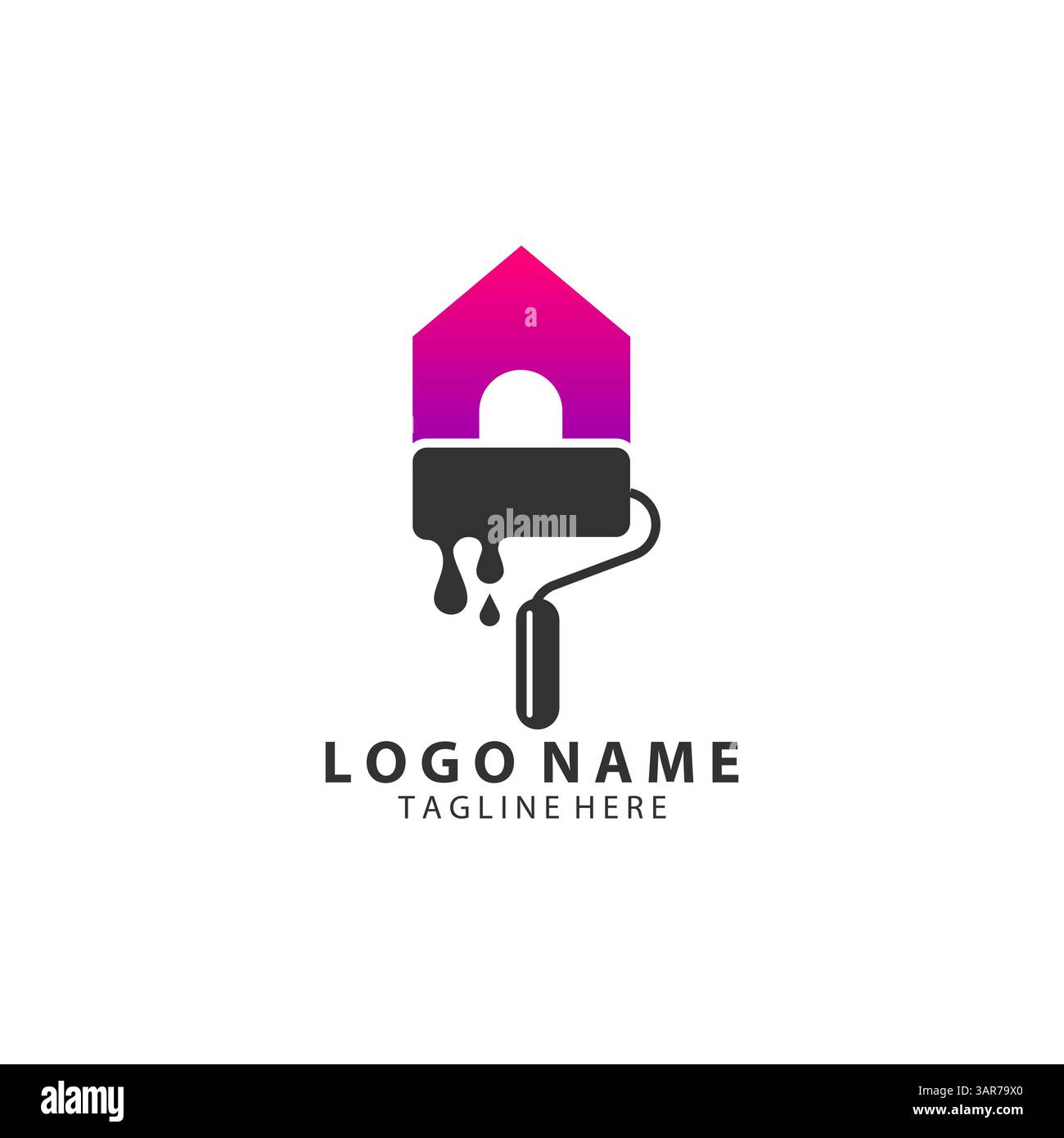 roll paint house logo design vector Stock Vector Image & Art - Alamy