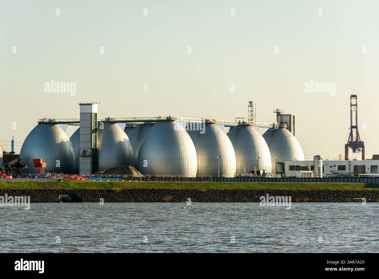 Gas storage tank in the harbour area in Hamburg Stock Photo - Alamy