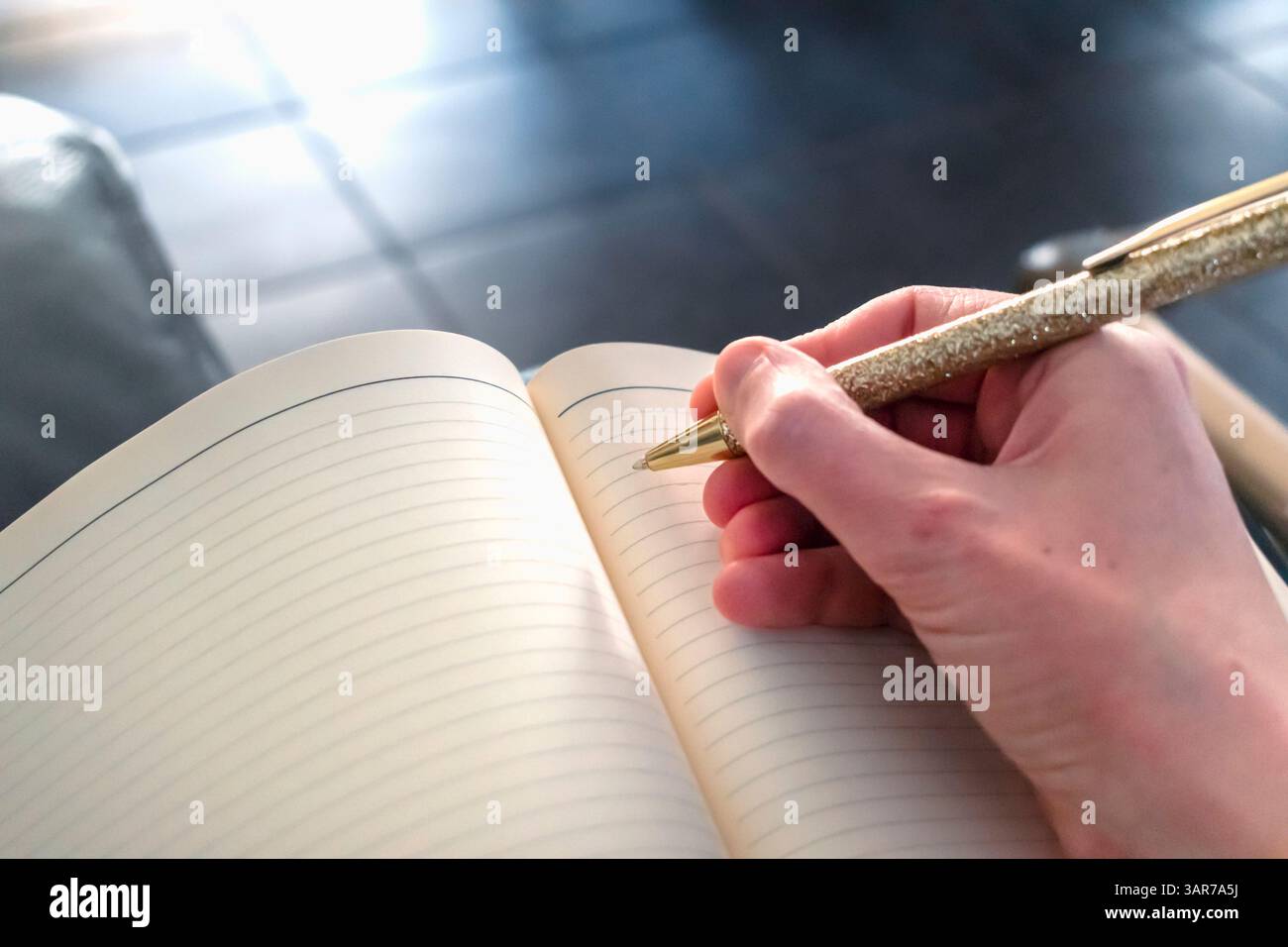 Woman guide hand writing hi-res stock photography and images - Alamy