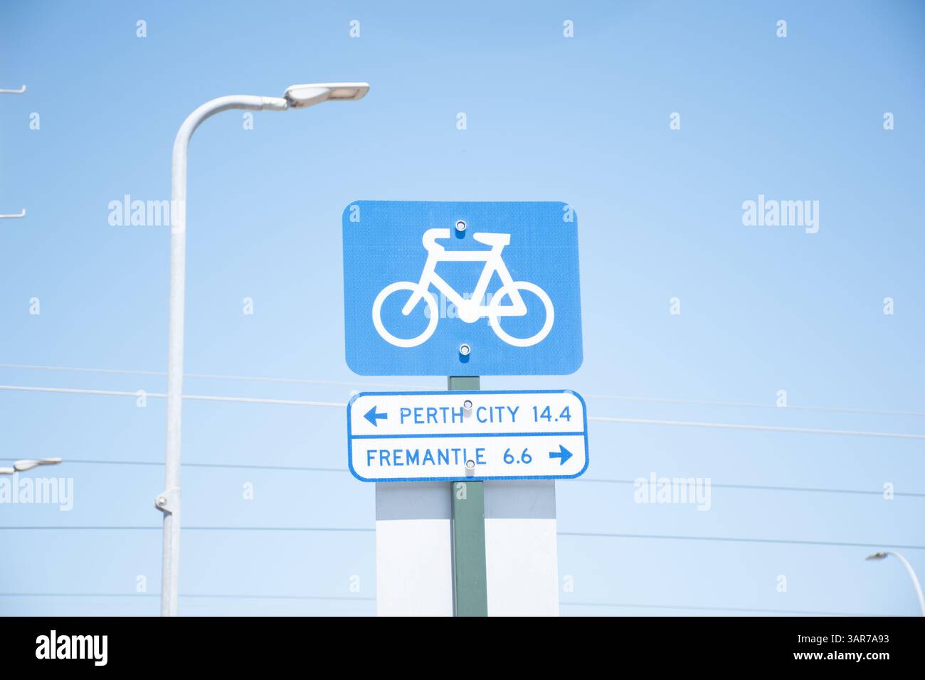 Bike lane sign in Perth, Western Australia. Bike way from Perth City to ...