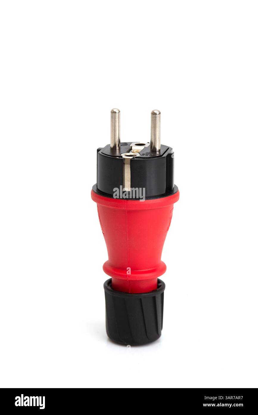 Industrial electrical plug, isolated on white background, used for ...