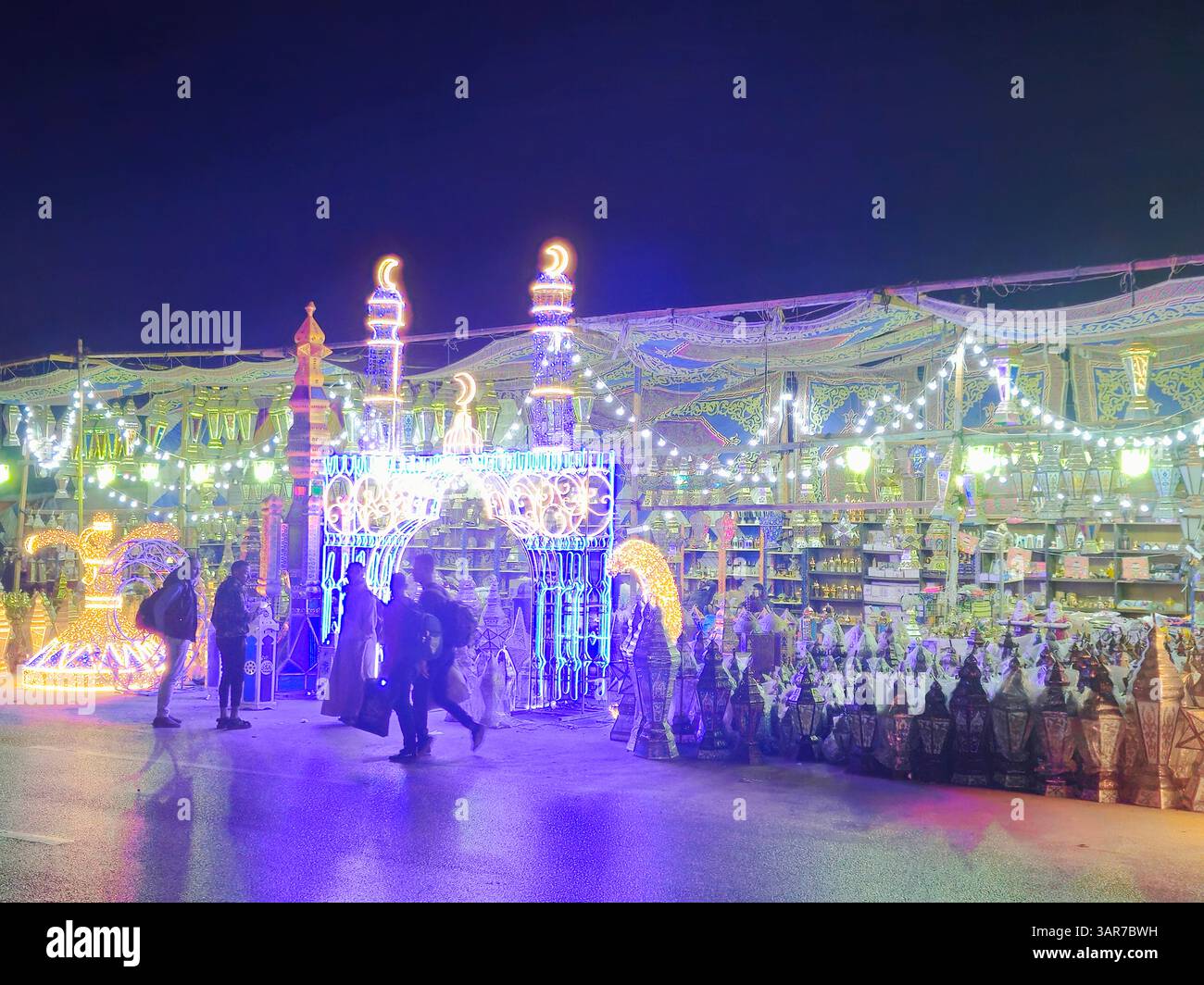 Cairo, Egypt, March 21 2025: Ramadan month celebrations, Ramadan fanous Lantern lamps shape as a ...