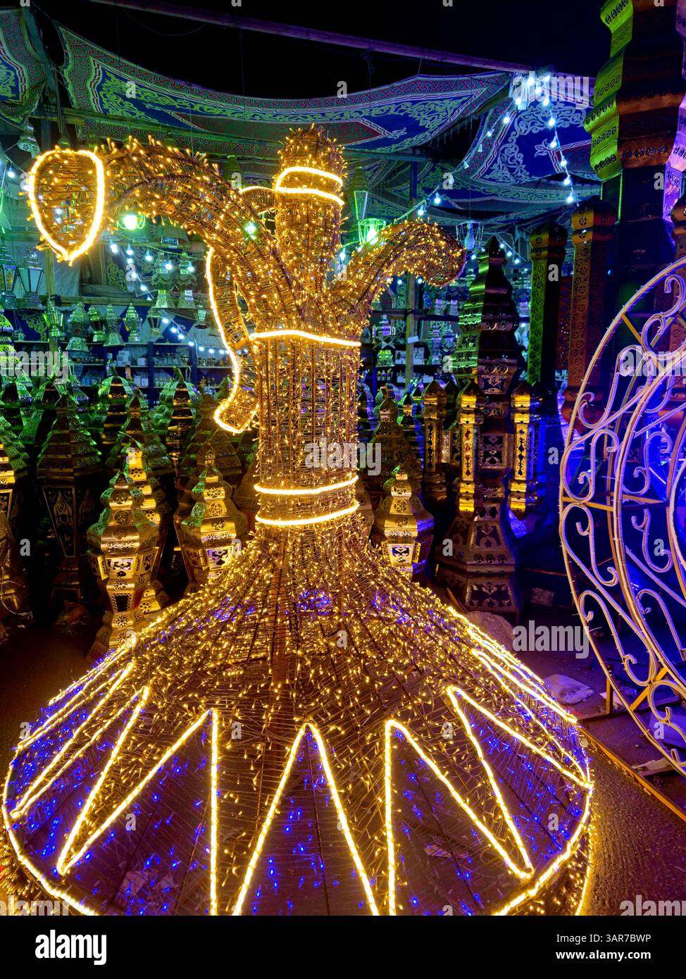 Cairo, Egypt, March 21 2025: Festive decorations in Egyptian streets ...